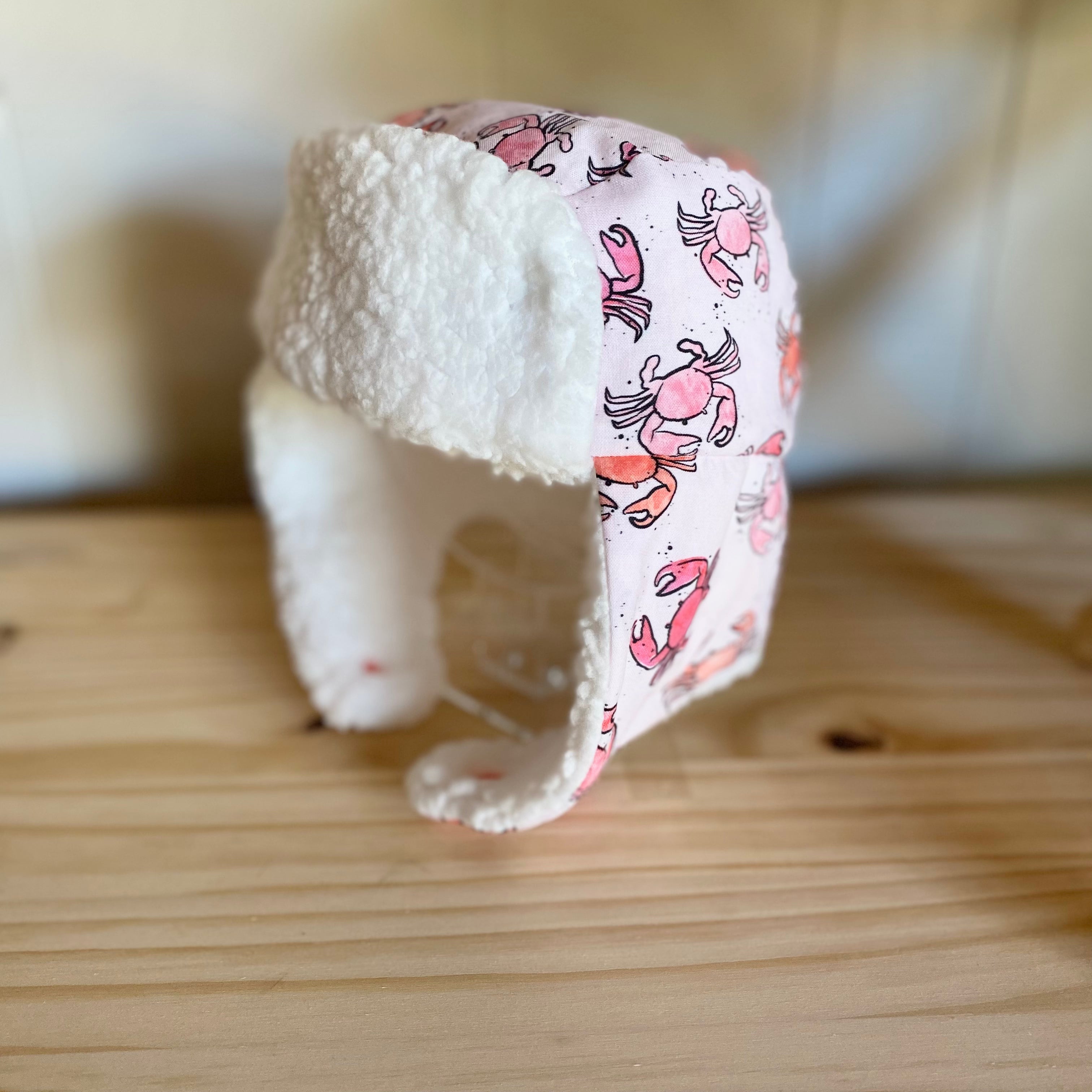 Red Crabs & White - Trapper Hat (Size up to 12 Months) – Nollie Pop